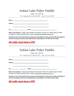 Fillable Online Indian Lake Poker Paddle Indian Lake Poker Paddle Fax ...