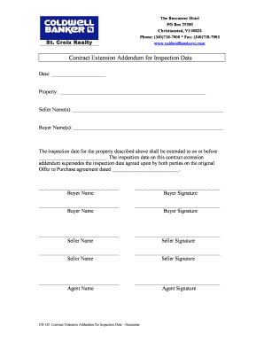 Fillable Online Contract Extension Addendum for Inspection Date Fax ...