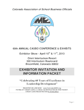 Fillable Online coloradoasbo Spring Conference Exhibitor Invitation ...