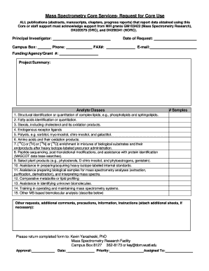 Fillable Online msr dom wustl Mass Spectrometry Core Services- Request for Core Use Fax Email ...