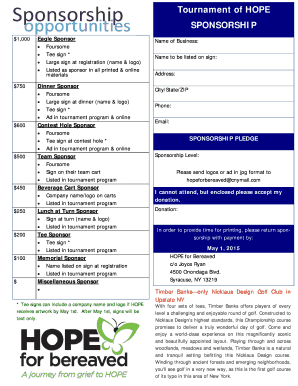 Fillable Online Full Sponsorship Form Fax Email Print - pdfFiller