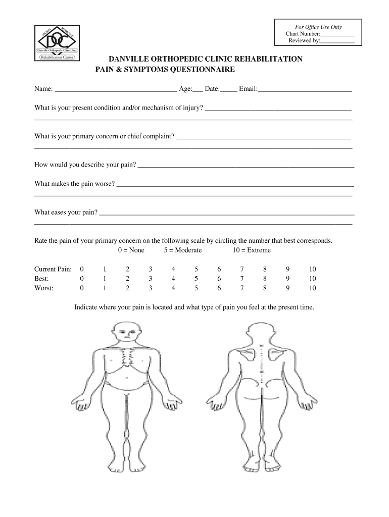 Fillable Online PAIN & SYMPTOMS QUESTIONNAIRE Fax Email Print - pdfFiller