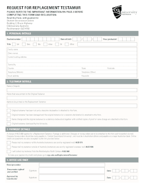 Fillable Online Brequestb for breplacementb testamur - My CQU Fax Email ...