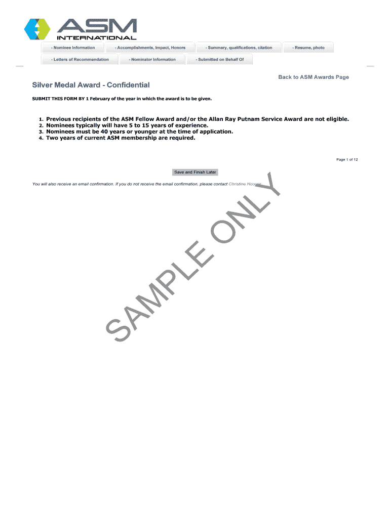 Fillable Online asminternational Sample Nomination Form - ASM ...