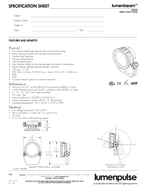 Fillable Online SPECIFICATION SHEET lumenbeam - Light Project Fax Email ...