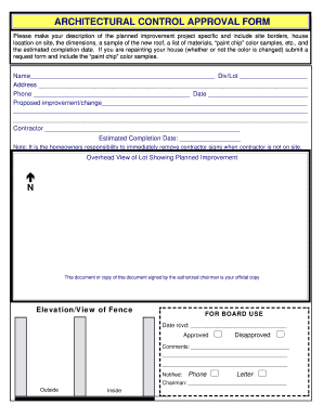 Fillable Online fairwoodgreens ARCHITECTURAL CONTROL APPROVAL FORM Fax ...
