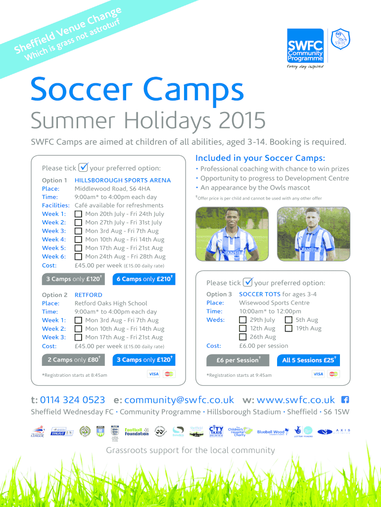 Fillable Online swfc co Soccer Camps - Sheffield Wednesday FC Fax Email ...