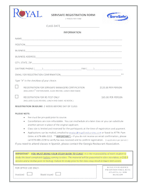 Fillable Online SERVSAFE REGISTRATION FORM - broyalfoodservicebbcomb ...