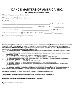 Fillable Online REQUEST FOR CHAPERONE FORM Fax Email Print - pdfFiller