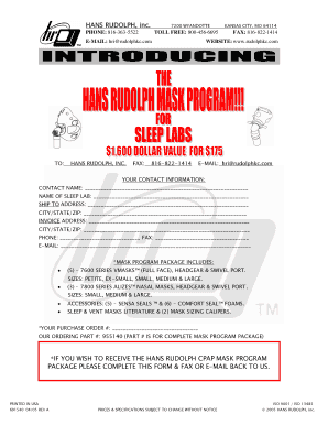 Fillable Online If you wish to receive the hans rudolph cpap - Hans ...