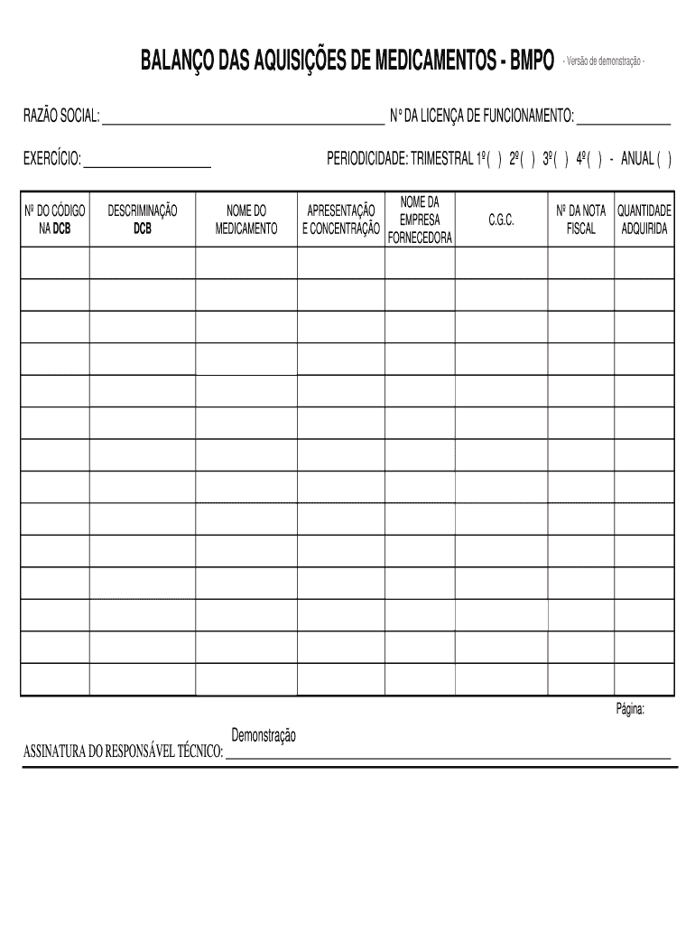 Preenchível Disponível Balan o das aquisi es de medicamentos - bmpo ...