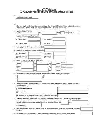 Fillable Online himachalforms nic FORM-A See Clause 41 a APPLICATION FORM FOR Fax Email Print ...