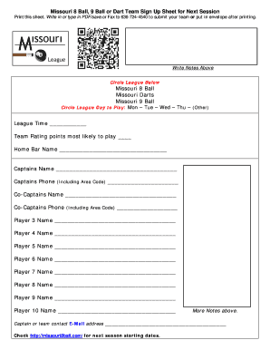 Fillable Online Team Sign Up Sheet Next Session - bmissouri8ballbbcomb ...