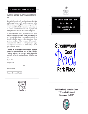 Fillable Online Aquatic Membership Pool Rules - Streamwood Park ...