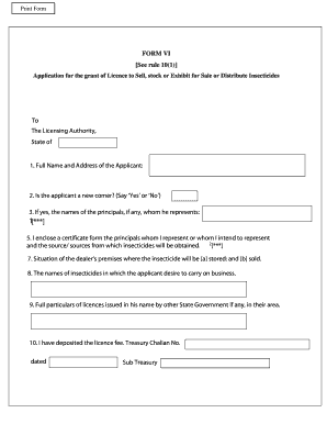 Fillable Online himachalforms nic Previous Print Form FORM VI See rule 10(1) Application for the ...