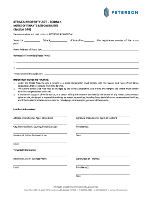 Fillable Online STRATA PROPERTY ACT FORM K Fax Email Print - pdfFiller
