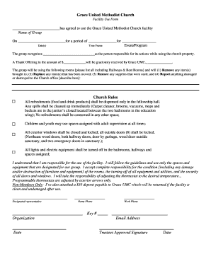 Fillable Online graceumcmoorhead Grace United Methodist Church Facility ...