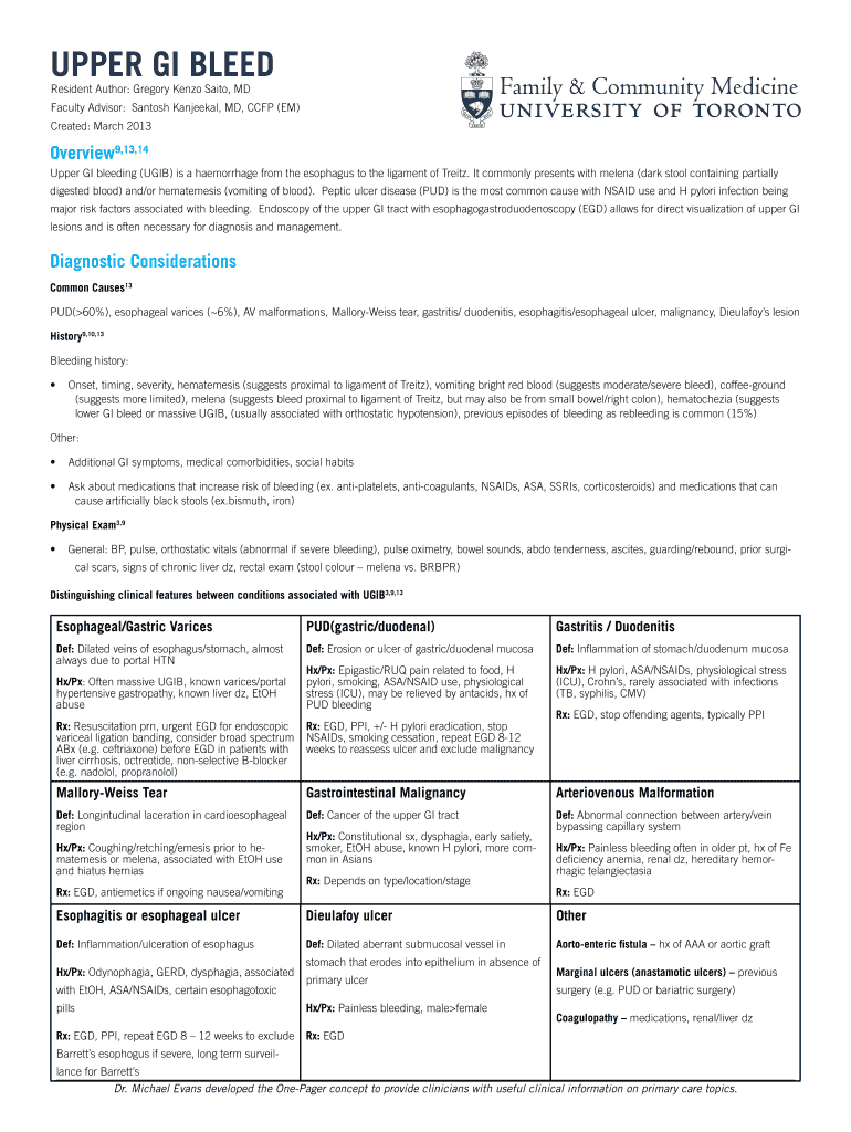 Fillable Online UPPER GI Bleed Fax Email Print - pdfFiller