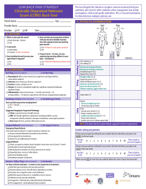 Fillable Online Clinically Organized Relevant Exam (CORE) Back Tool ...