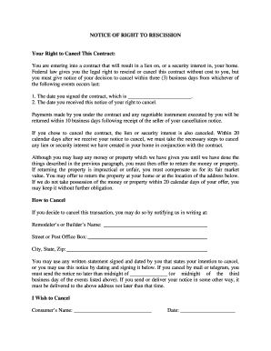 Fillable Online NOTICE OF RIGHT TO RESCISSION Fax Email Print - pdfFiller