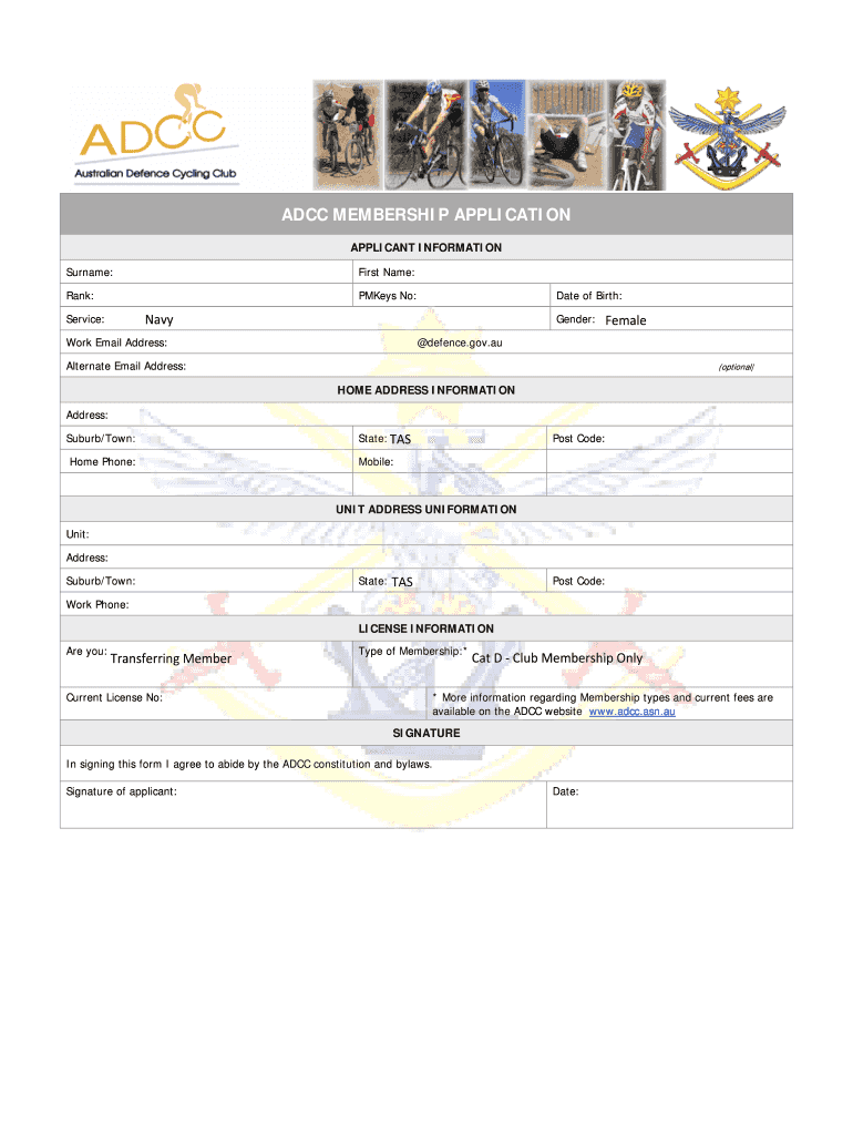 Fillable Online adcc asn BADCCb MEMBERSHIP APPLICATION Fax Email Print ...