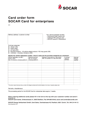 Fillable Online socarenergy Card order form SOCAR Card for enterprises ...