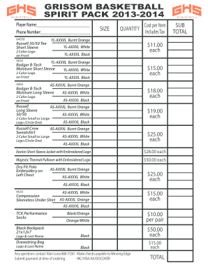Fillable Online 2013-2014 Spirit Pack.pdf - Grissom Tiger Basketball ...