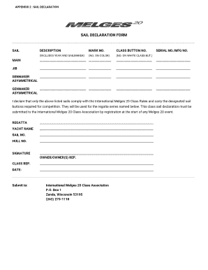 Fillable Online Sail declaration form - Melges20com Fax Email Print ...