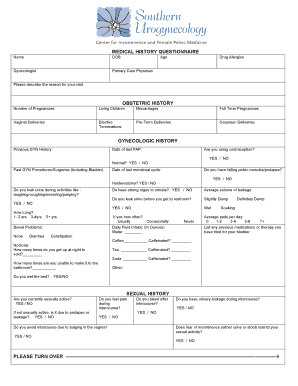 Fillable Online Medical history questionnaire obstetric history ...