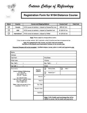 Fillable Online ocr C44 - N104 Distance Course Registration Form - ocr ...