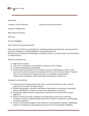 Fillable Online Patient Access Representative.pdf - Central Care ...