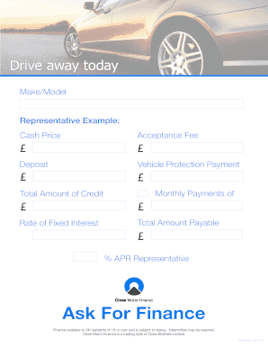 Fillable Online closemotorfinance co Ask For Finance - Close Motor Finance Fax Email Print ...