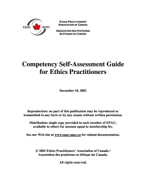 Fillable Online epac-apec Competency Self-Assessment Guide for Ethics Practitioners - epac-apec ...