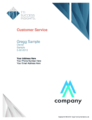 Fillable Online Customer Service Gregg Sample - DISC Reportsbcomb Fax ...