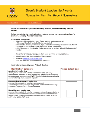 Fillable Online arts unsw edu Download Student Nomination Form (PDF ...