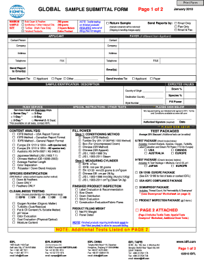 Fillable Online GLOBAL SAMPLE SUBMITTAL FORM Page 1 of 2 Fax Email ...