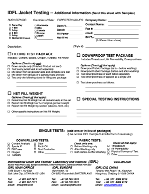 Fillable Online IDFL Sample Submittal Form - DOWNPROOF/FILLPROOF - IDFL ...