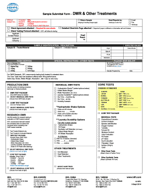 Fillable Online Sample Submittal Form DWR Other Treatments Fax Email ...