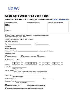Fillable Online Scale Card Order Fax Back Form - NCEC Fax Email Print ...
