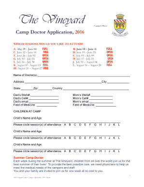 Fillable Online Camp Doctor Application Fax Email Print - pdfFiller