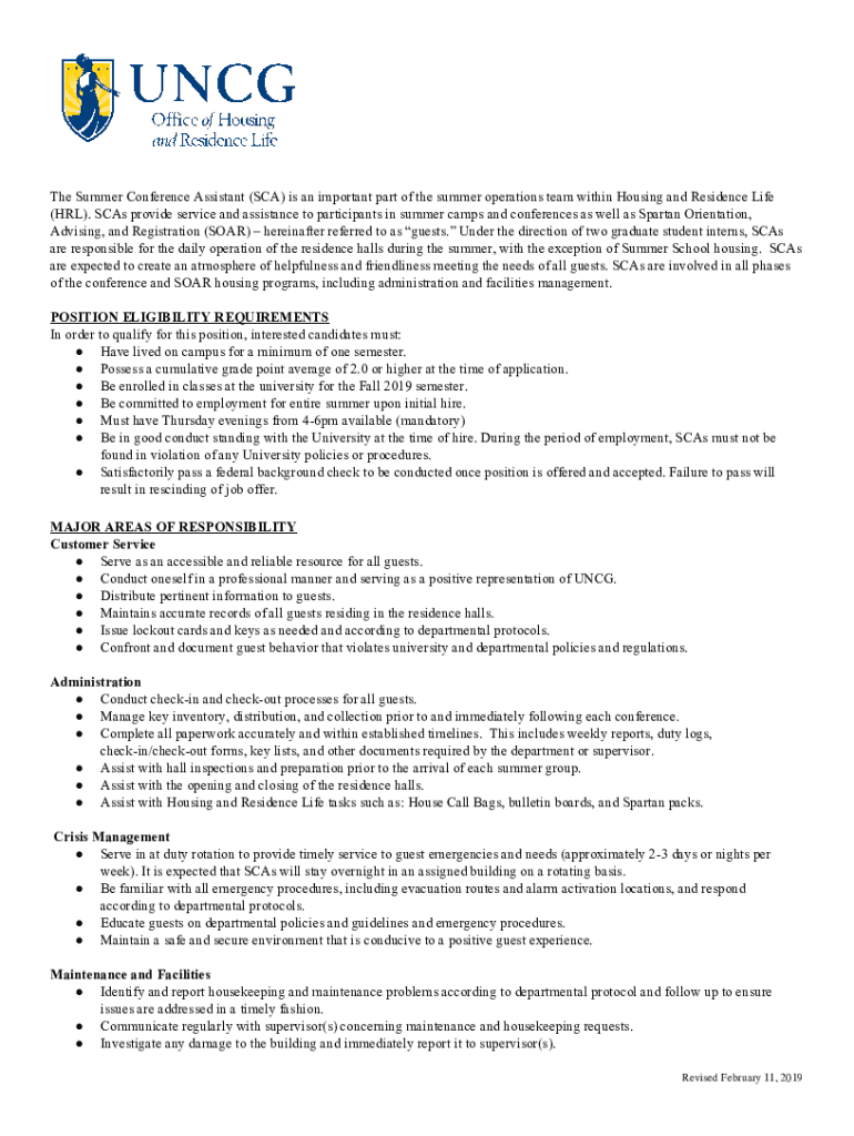 Fillable Online hrl uncg hrl.uncg.eduwp-contentuploadsSCA Work ...