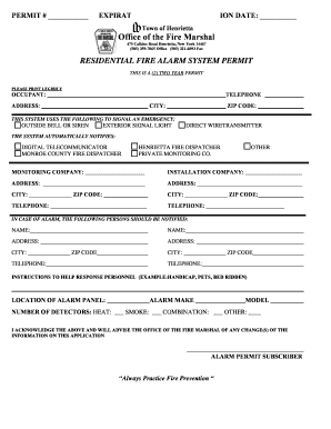 Fillable Online henrietta Residential fire alarm system permit - Town ...