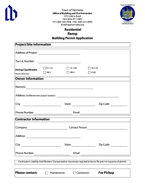 Fillable Online henrietta Residential Ramp Permit Application ...