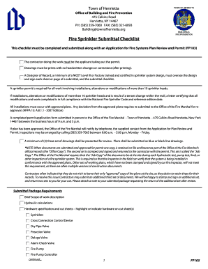 Fillable Online henrietta FP105 - Fire Sprinkler Submittal Checklist ...