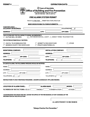 Fillable Online henrietta Commercial Fire Alarm Permit Application ...
