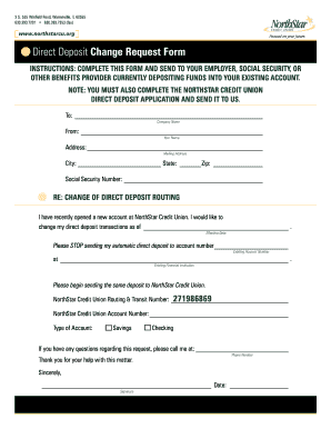 Fillable Online Direct Deposit Change Request Form - bnscubborgb Fax ...