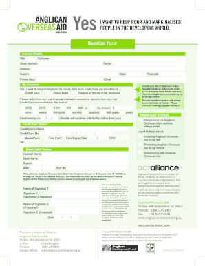 Fillable Online anglicanoverseasaid org AOA - Donor Form 2012 ...