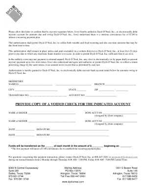 Fillable Online Provide copy of a voided check for the indicated account - Dyck-O'Neal Fax Email ...