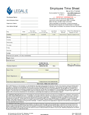 Fillable Online Manual Entry Timesheet Fax Email Print - pdfFiller