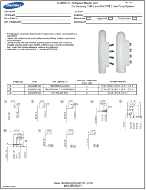Fillable Online SUBMITTAL Refrigerant Header Joint Page For Samsung DVM ...